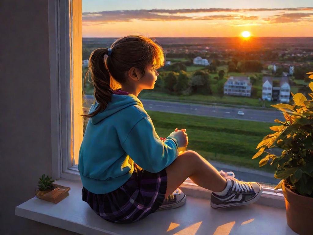 【Leonardo.Ai】13モデル比較：夕日を見つめるgirlたち、川と神秘的な山々と古城 | 「そだひさこ、お話を作る」の記録ブログ